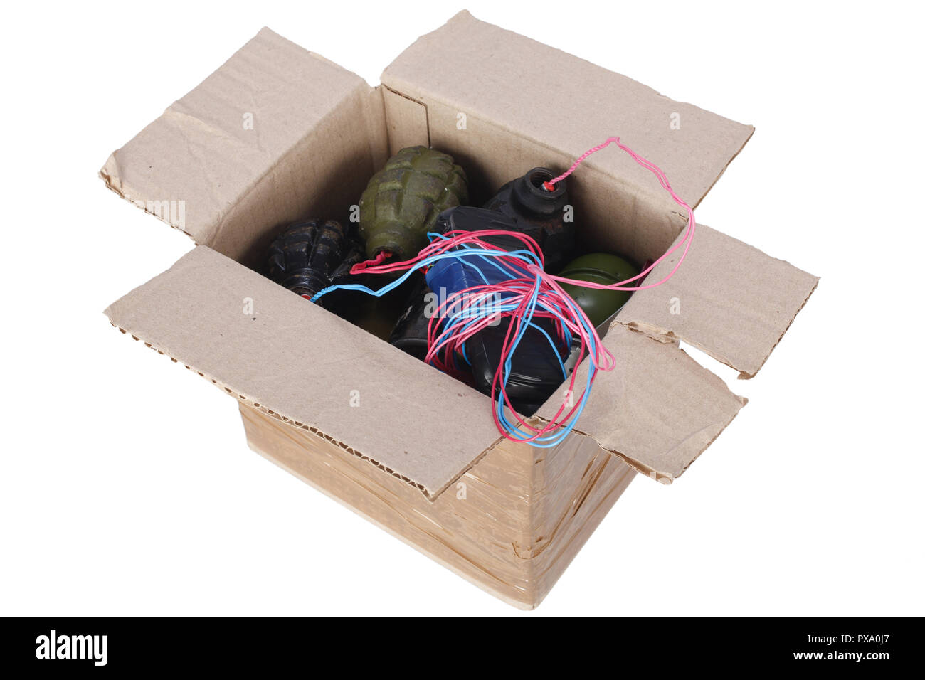 Letter bomb IED - Improvised Explosive Device in mailbox isolated on ...