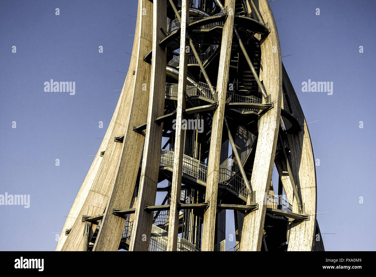 Wooden tower, Pyramidenkogel, lake Woerthersee, Carinthia, Austria ...
