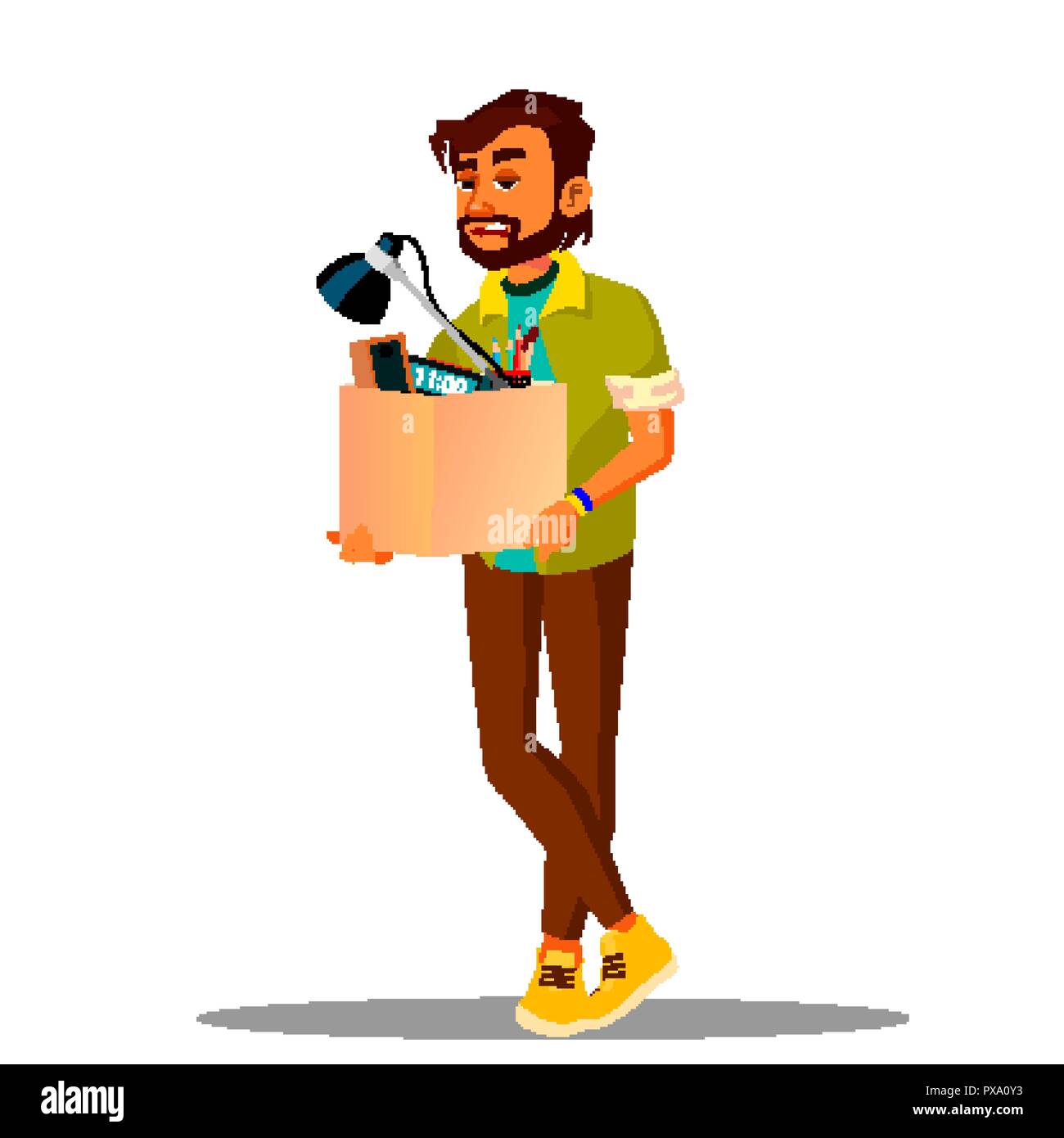 Frustrated Business Loser Leaves Office With A Box Of His Belongings ...