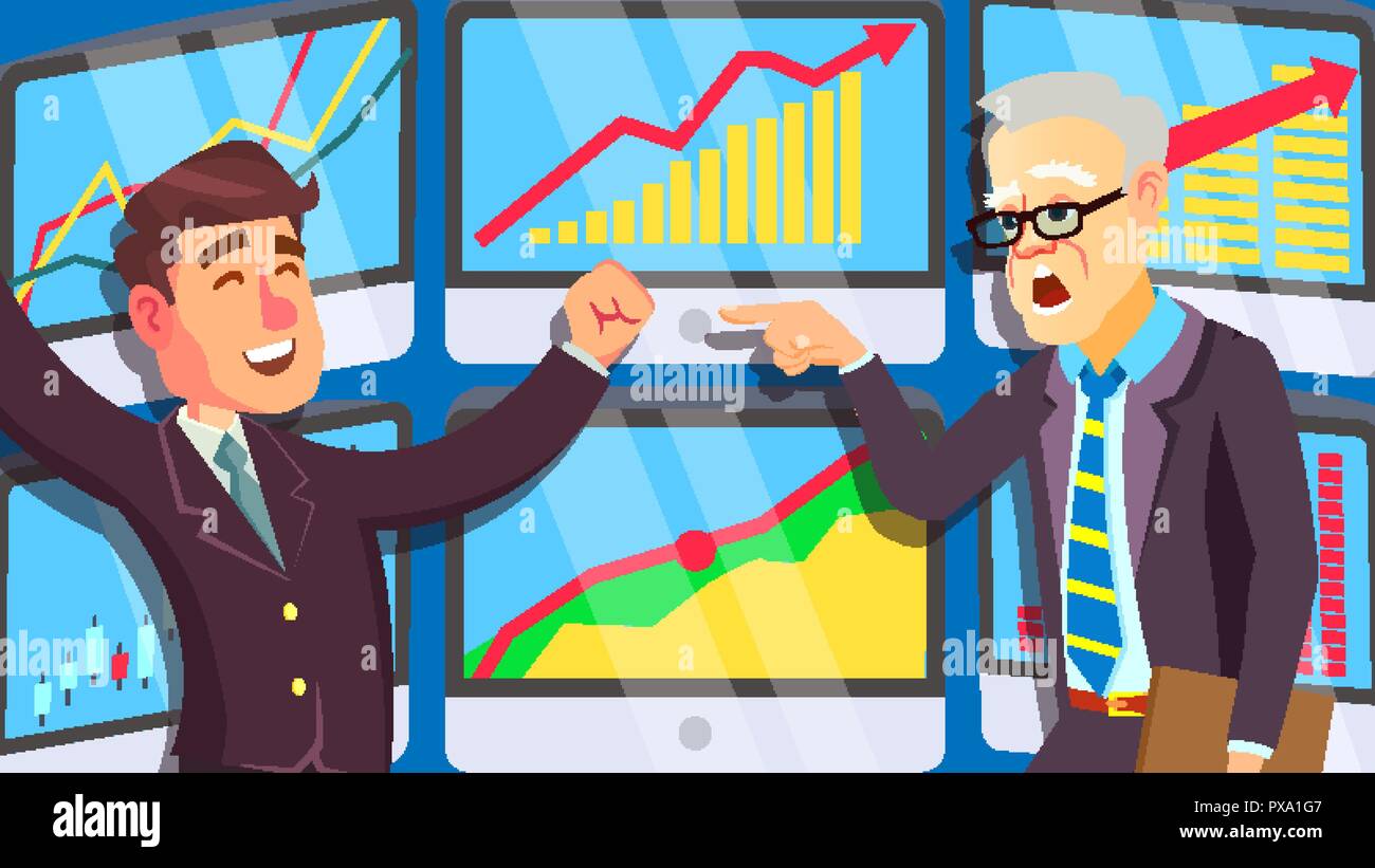 Trading Market, Actively Shouting People In Business Suits At The ...