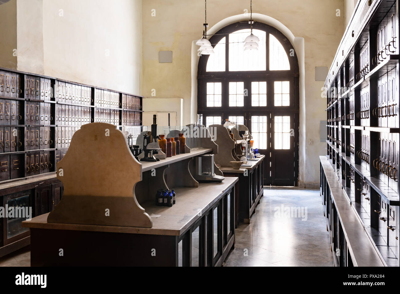 Interior of the historical pharmacy Taquechel in Havana Stock Photo - Alamy