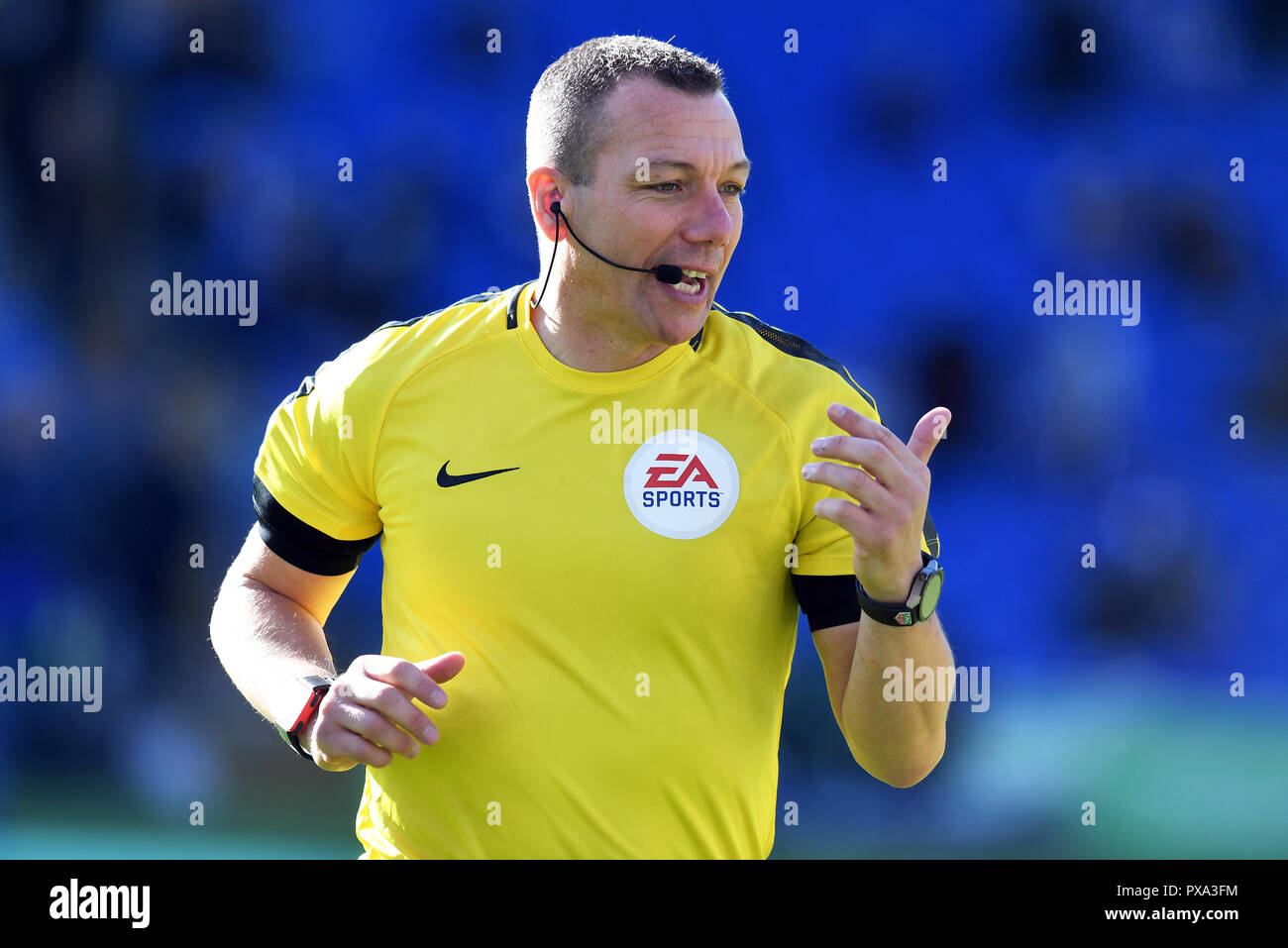 Referee Kevin Friend before the Premier League match at the Cardiff ...
