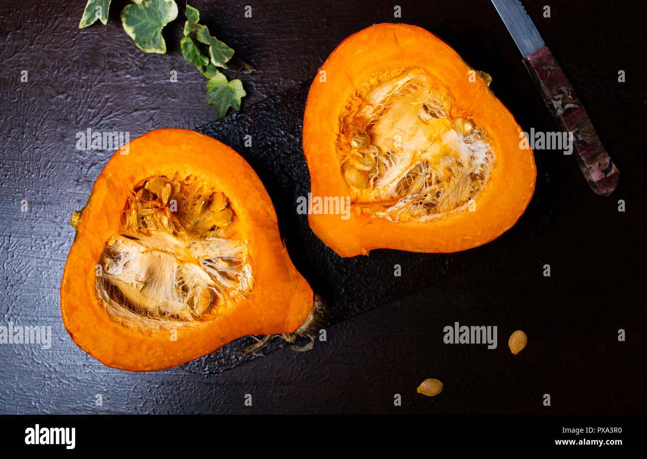 Fresh pumpkin cut open hi-res stock photography and images - Alamy