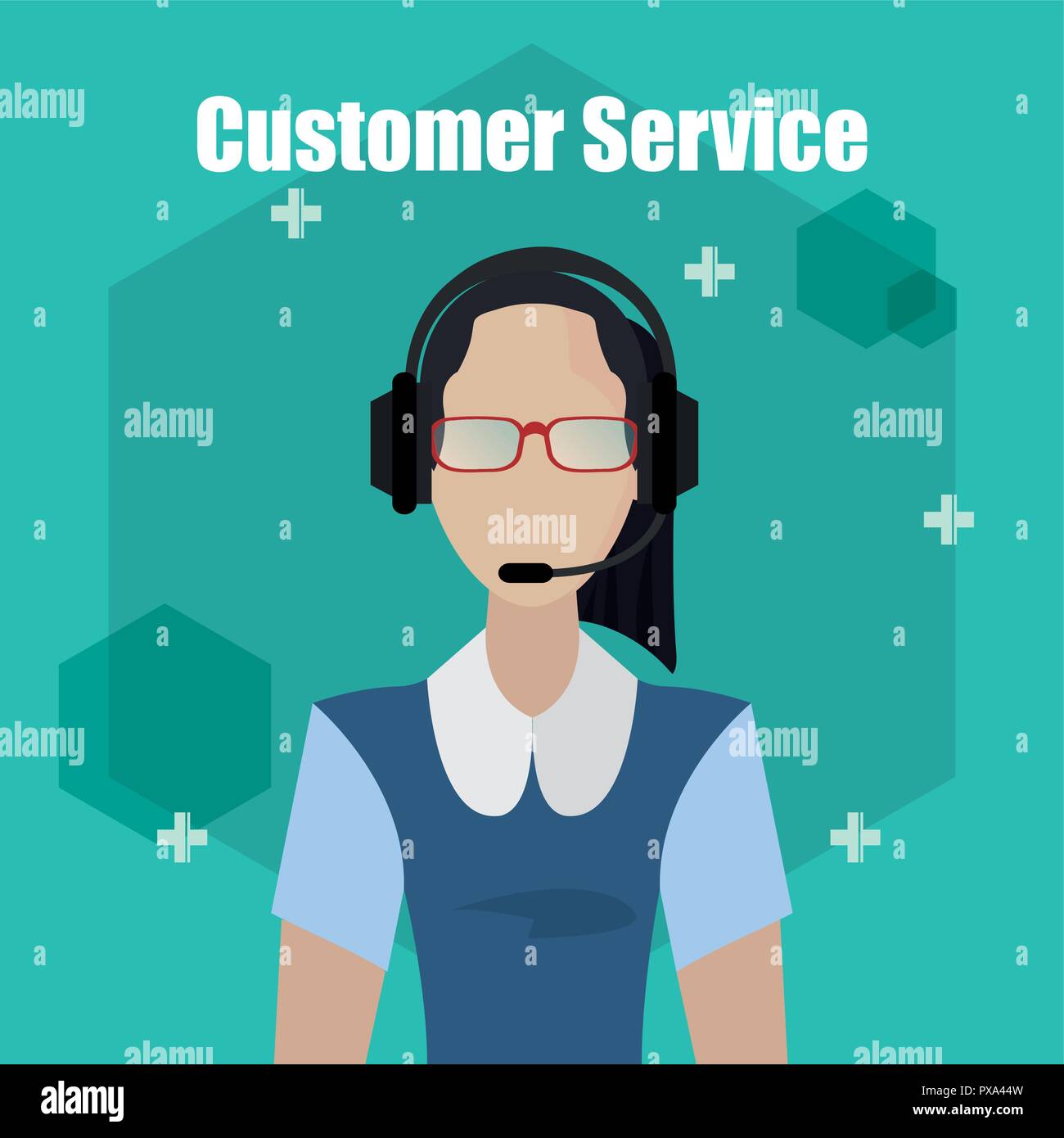 woman with headset customer service vector illustration Stock Vector ...