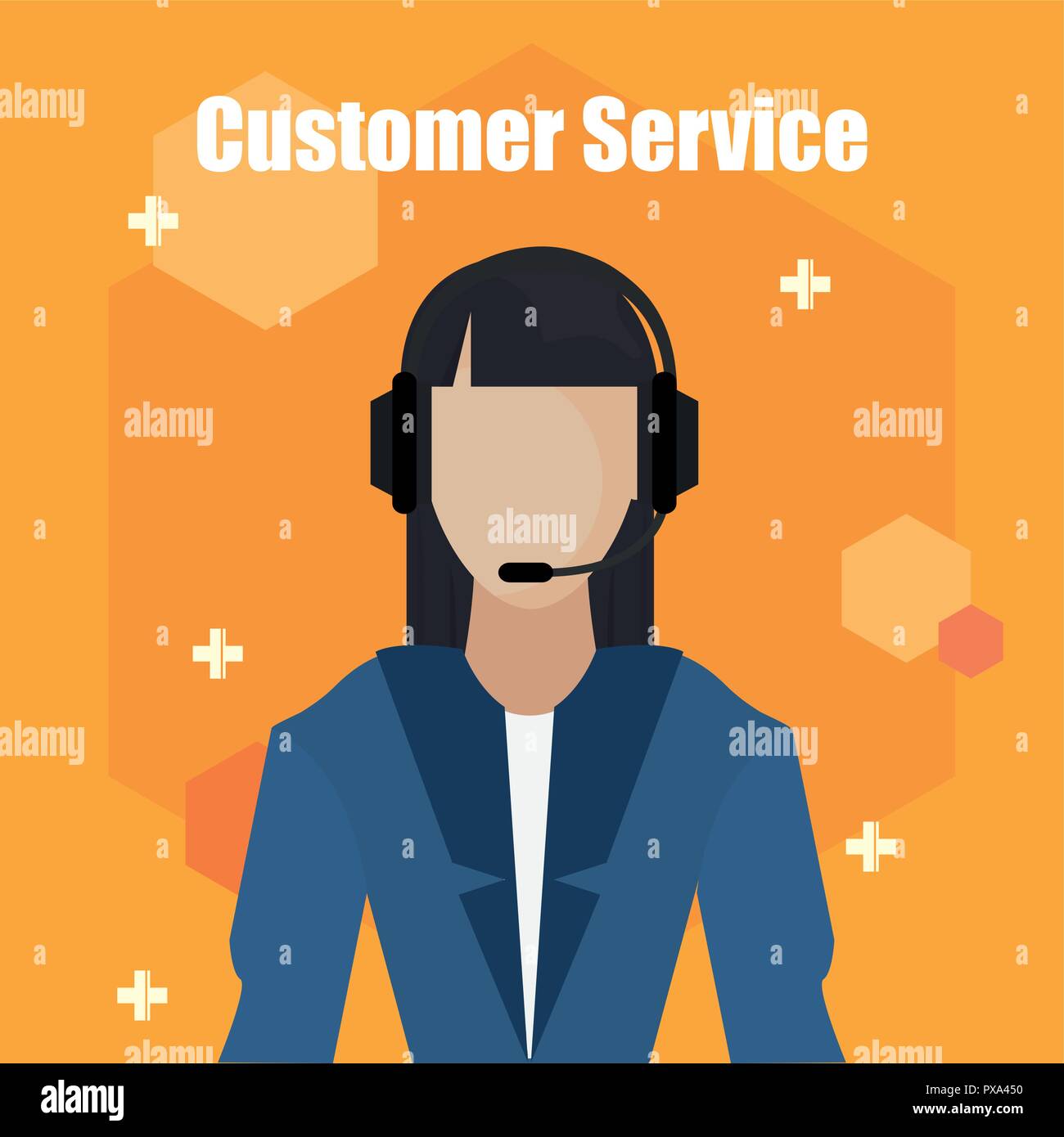 woman with headset customer service vector illustration Stock Vector ...