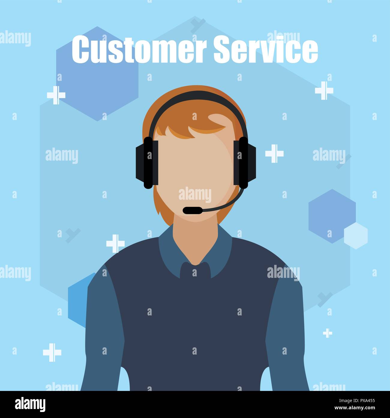 man with headset customer service vector illustration Stock Vector ...