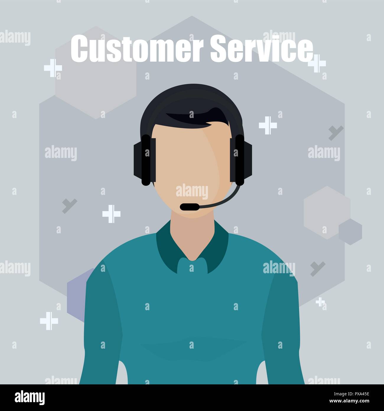 man with headset customer service vector illustration Stock Vector ...