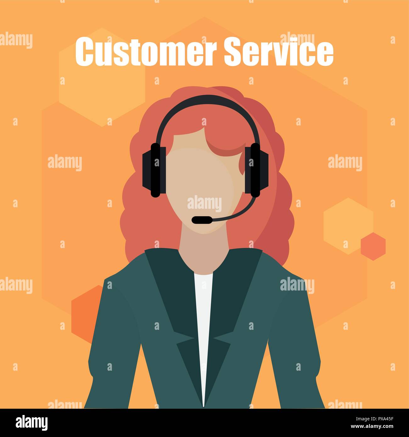 woman with headset customer service vector illustration Stock Vector ...