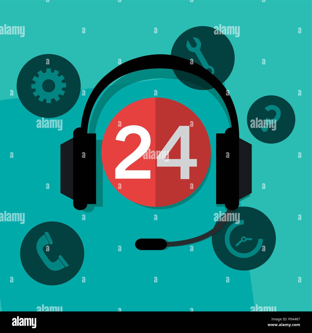 headset microphone telephone clock support customer service vector ...