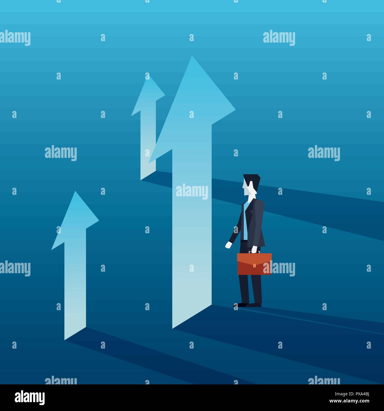 businessman standing growth up arrows vector illustration Stock Vector ...