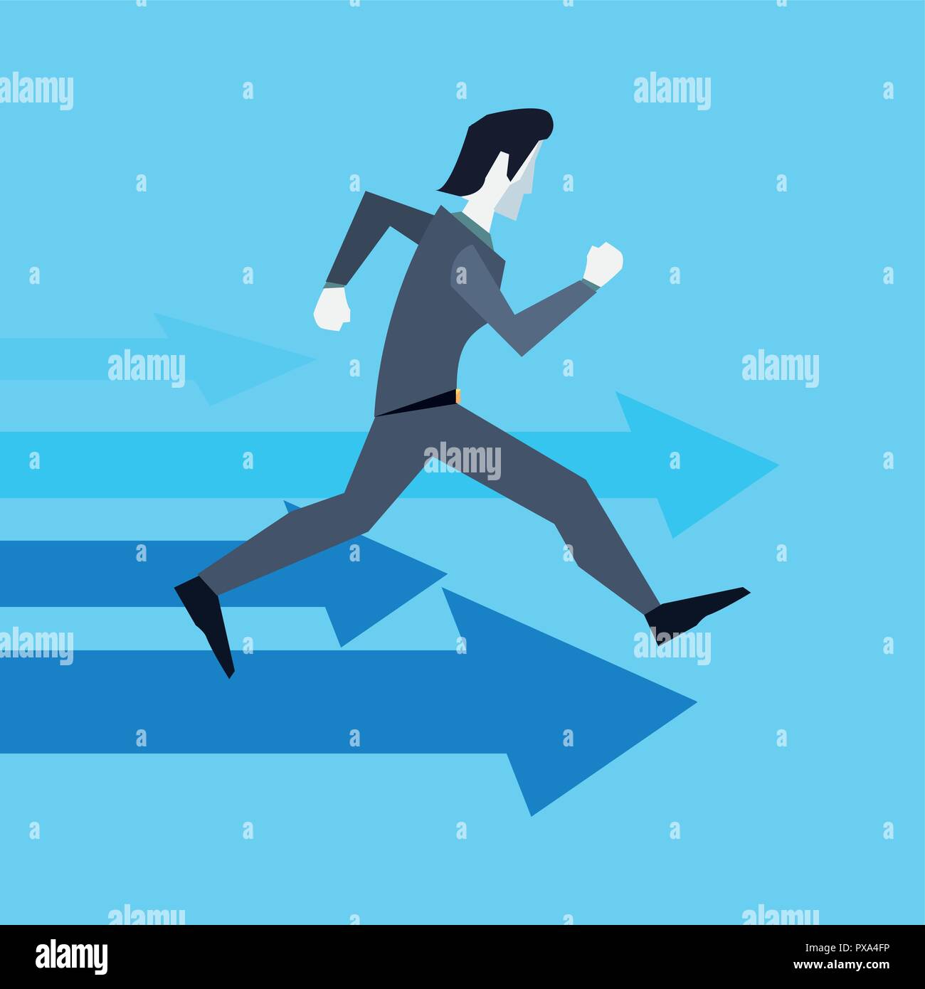 businessman on arrows running for success vector illustration Stock ...