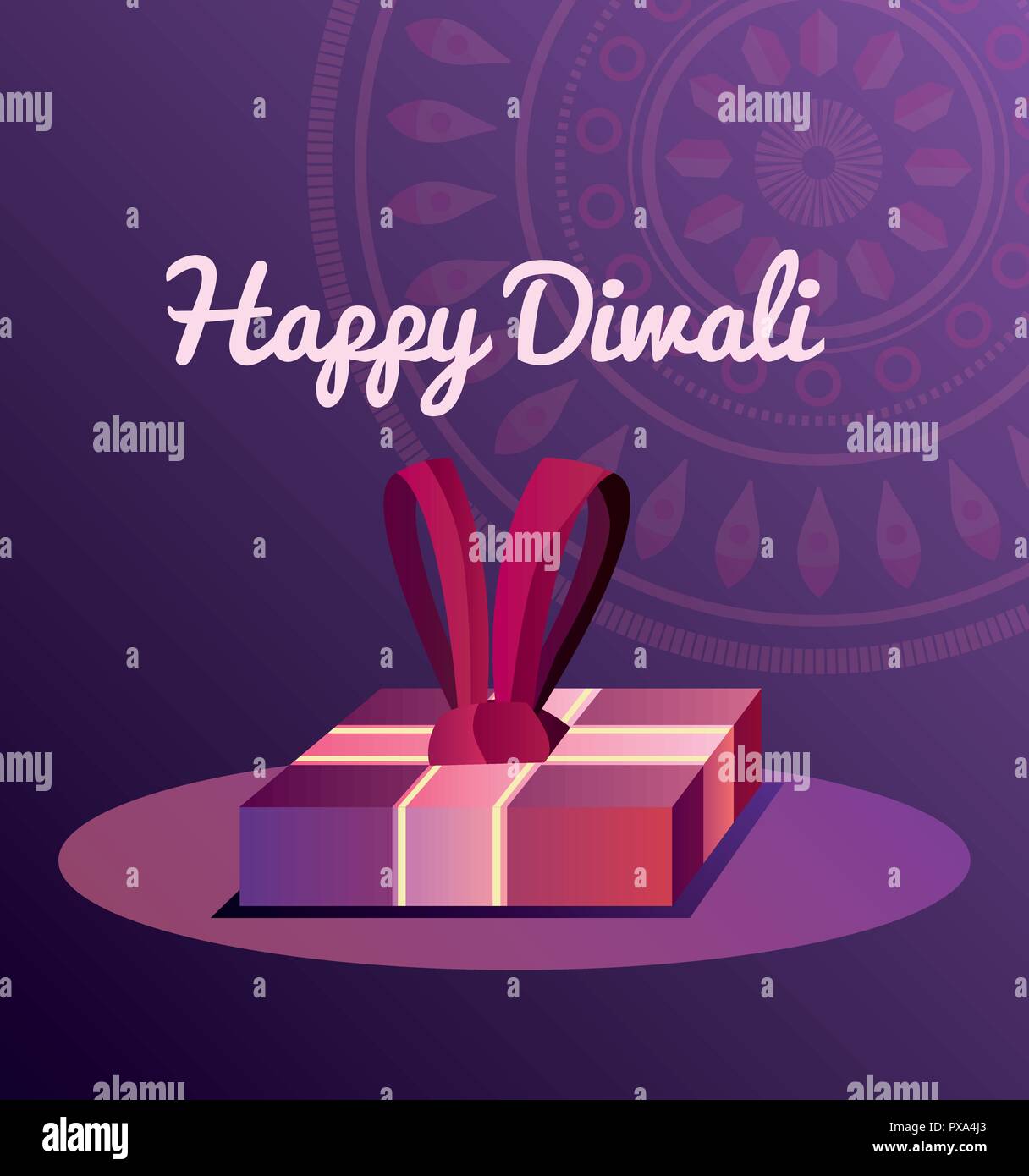 wrapper gift box ribbon happy diwali celebration vector illustration ...