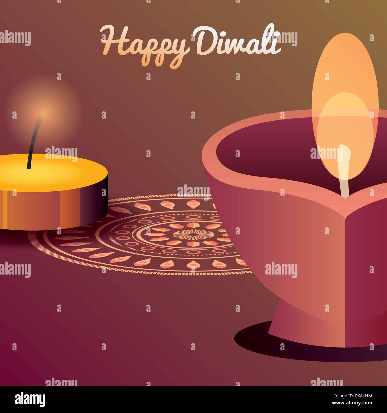 burning lights traditonal card happy diwali vector illustration Stock ...