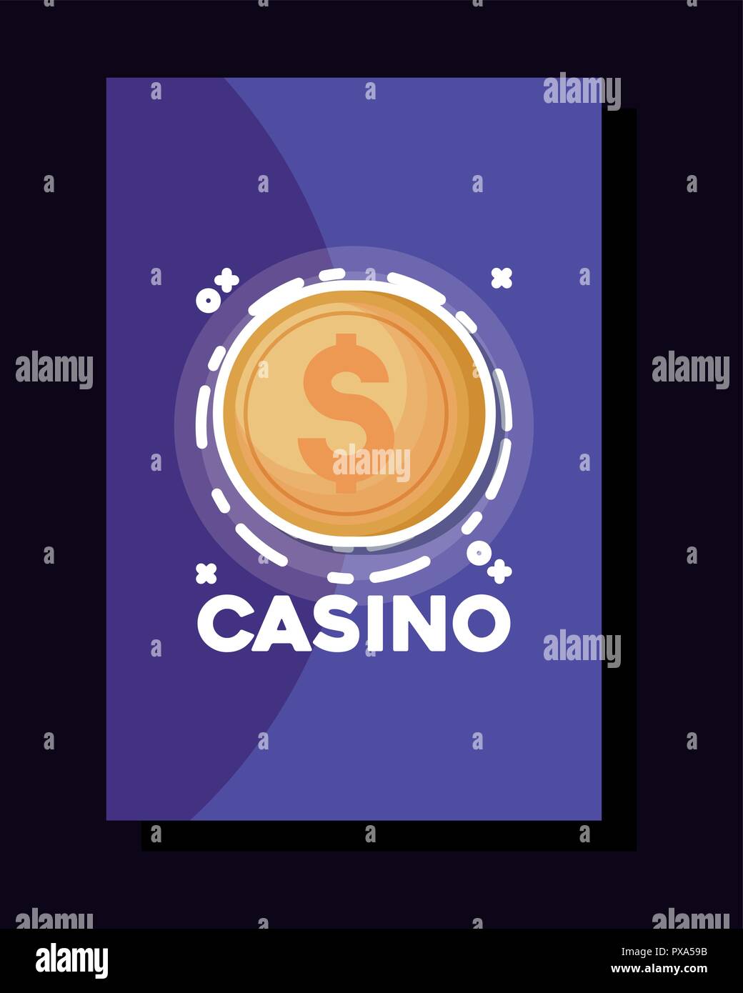 golden coin money dollar frame gamble casino vector illustration Stock ...