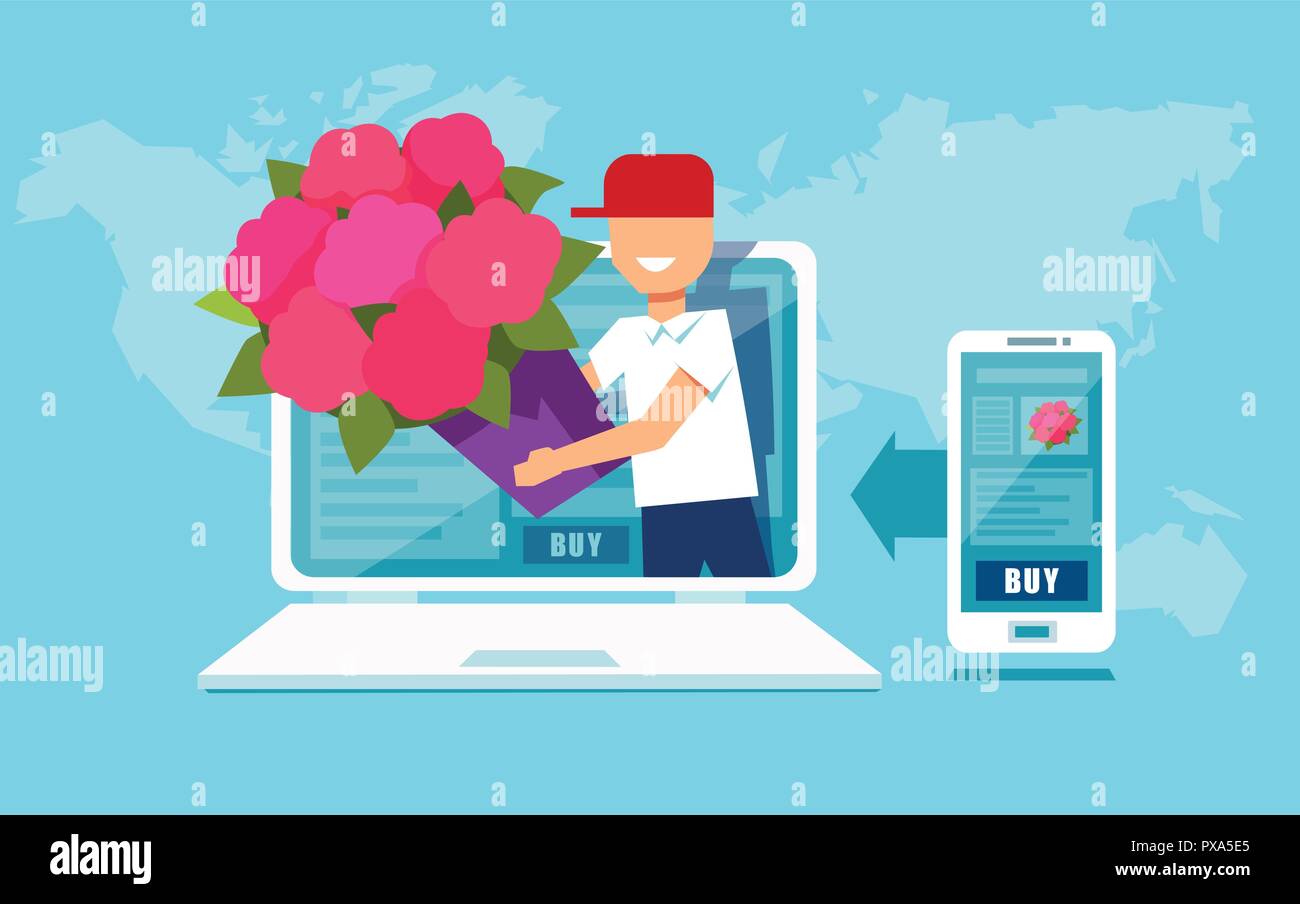 Online shopping app cheerful Stock Vector Images - Alamy