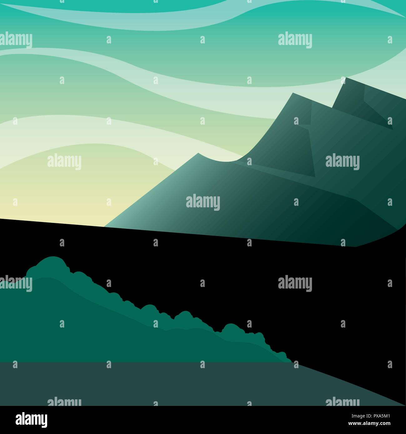 mountain bush meadow natural landscape vector illustration Stock Vector ...