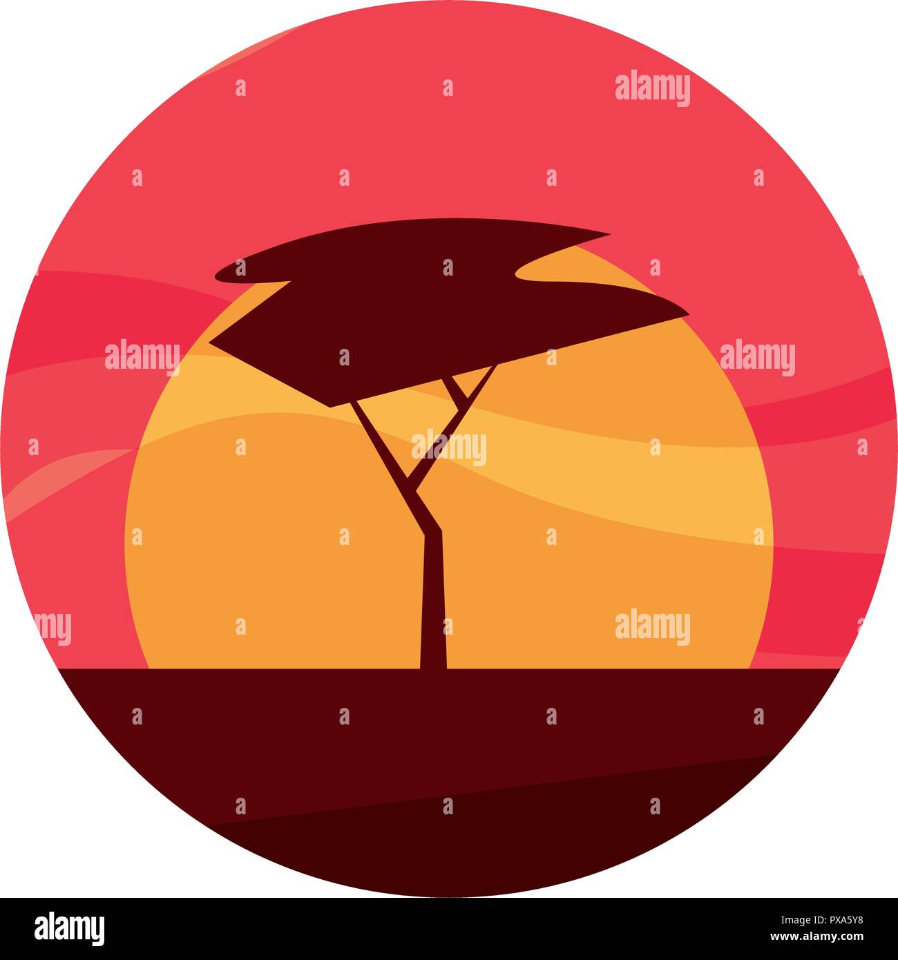tree botanical sun natural landscape vector illustration Stock Vector ...