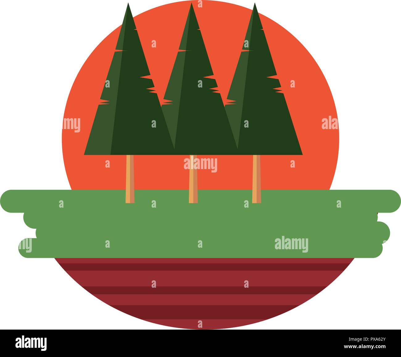 trees forest field ground white background vector illustration Stock ...