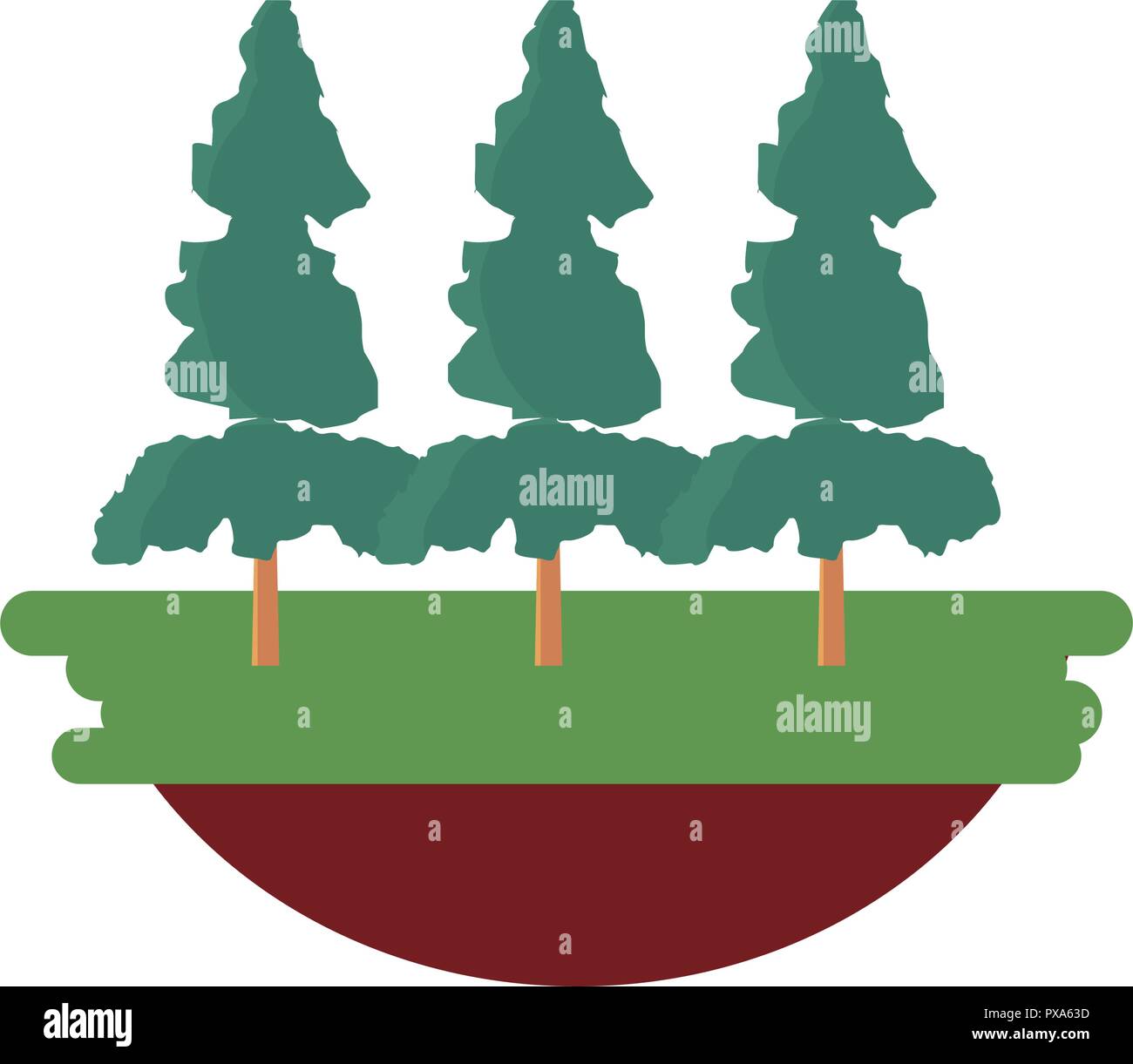 trees forest field ground white background vector illustration Stock ...