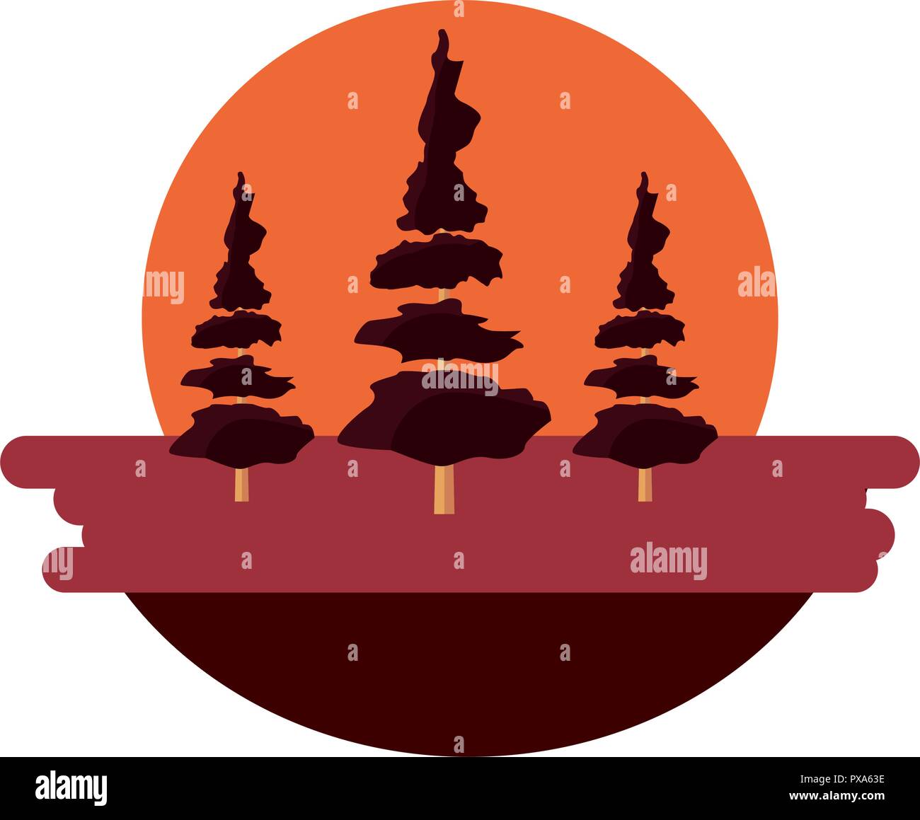 trees forest field ground white background vector illustration Stock ...