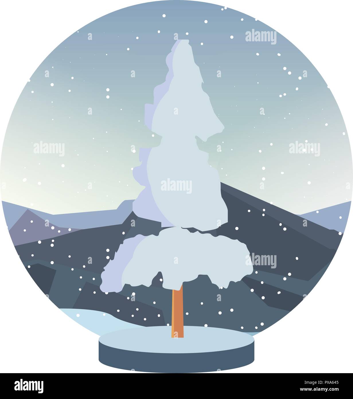 winter pine tree snow natural landscape vector illustration Stock ...