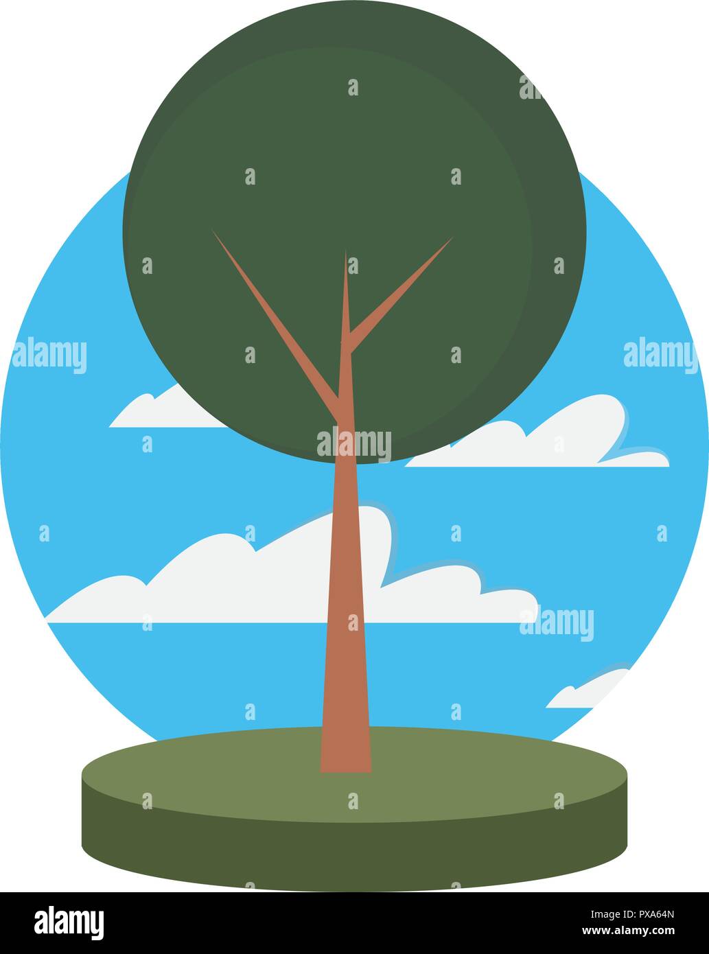 tree botanical sun natural landscape vector illustration Stock Vector ...