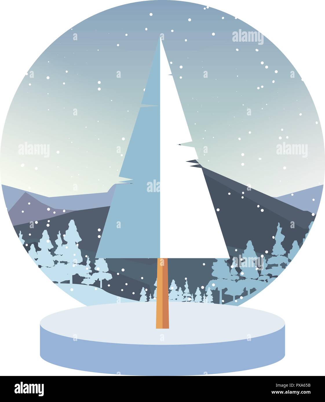winter pine tree snow natural landscape vector illustration Stock ...