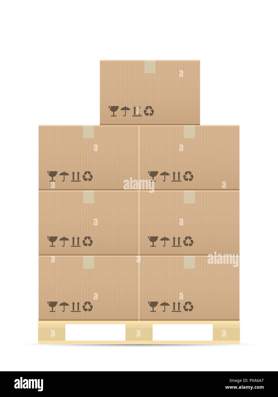 Pasteboard boxes on wooded pallet. Vector illustration Stock Photo - Alamy