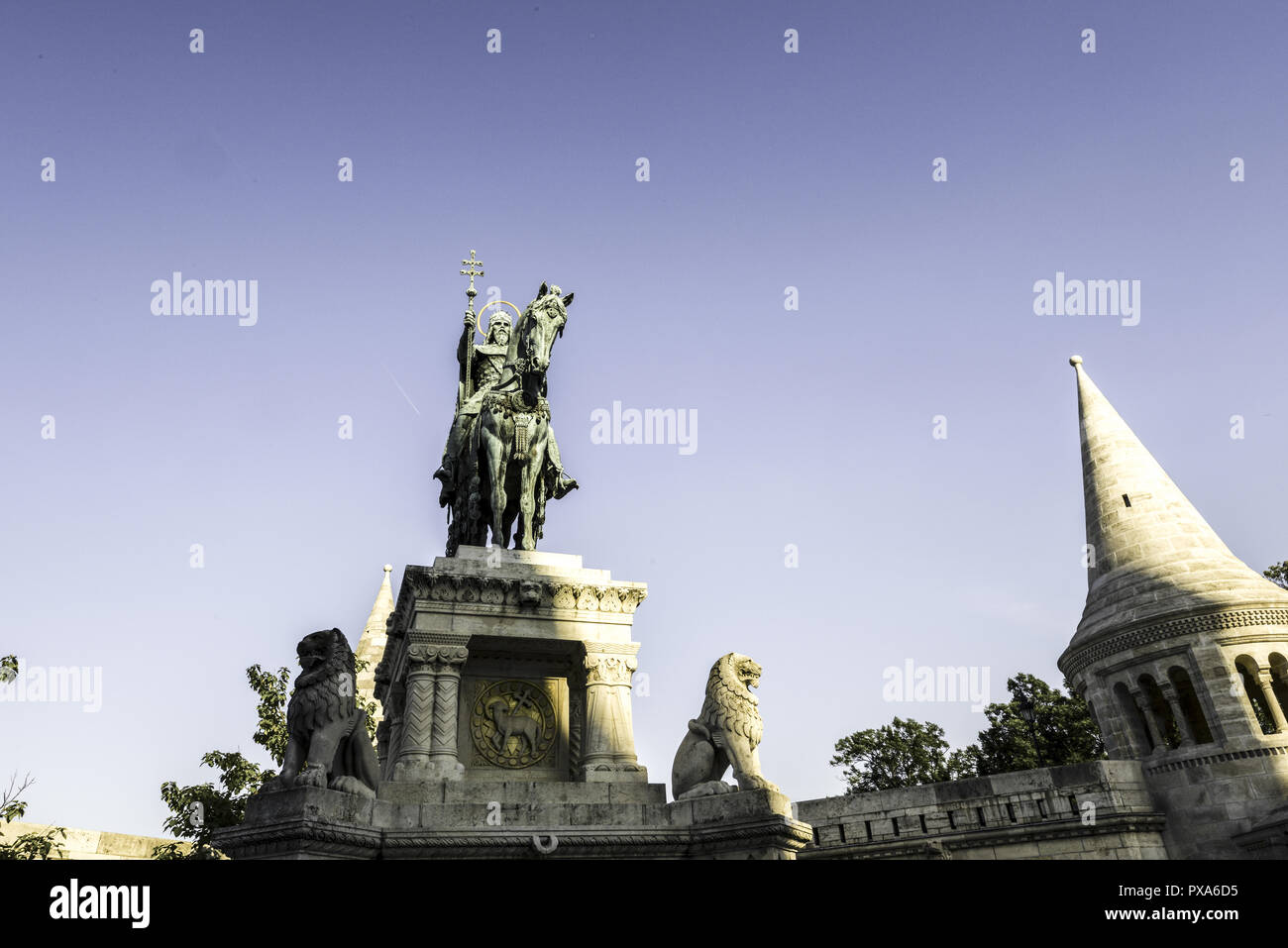 Budapest, Fisher Bastion, King Stephan I., Hungary Stock Photo - Alamy