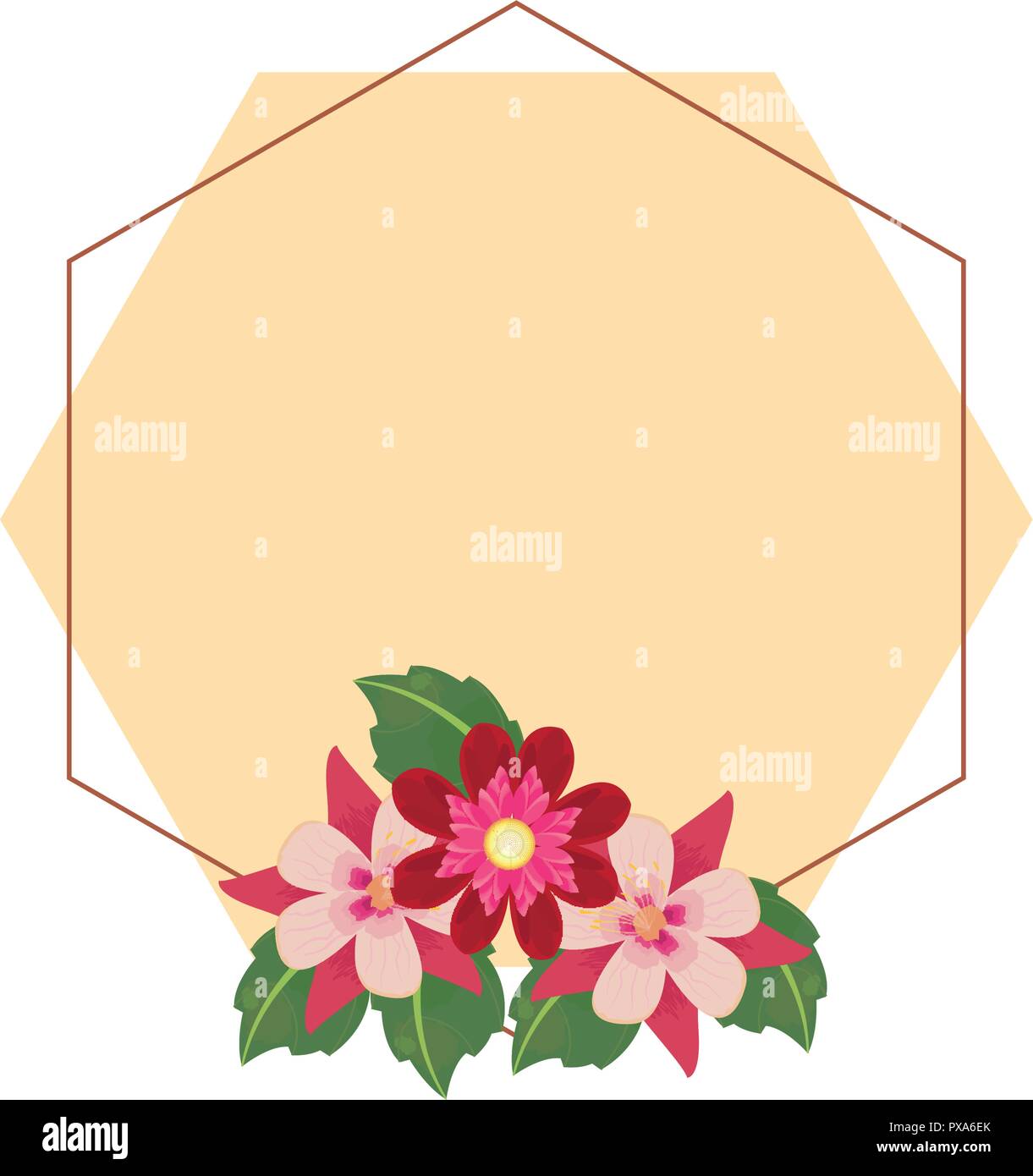 floral frame label flowers decoration vector illustration Stock Vector ...
