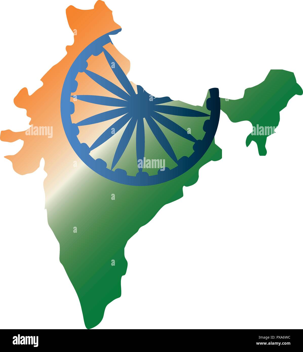 indian map flag landmark on white background vector illustration Stock ...