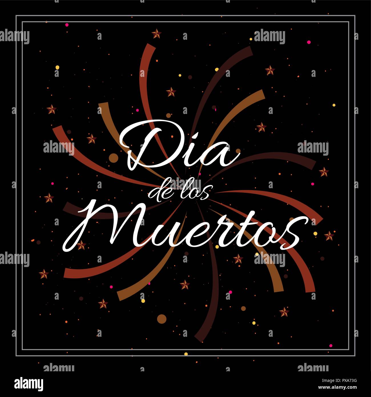 day of the dead colors stars decoration frame vector illustration Stock ...