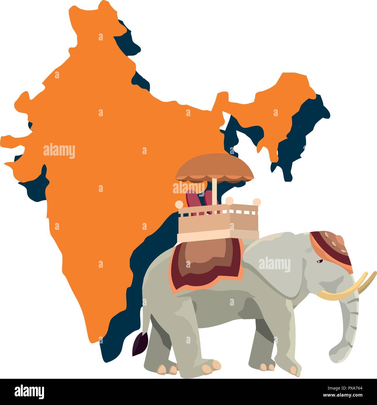map and indian royal elephant vector illustration Stock Vector Image ...