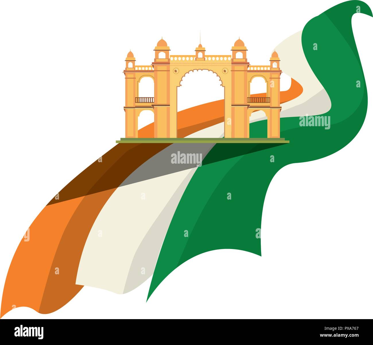 mumbai gateway india monument and flag vector illustration Stock Vector ...
