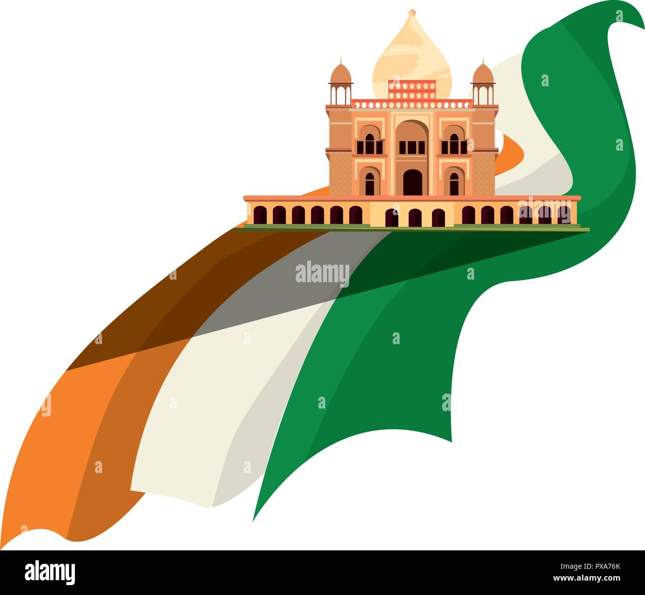 taj mahal temple flag indian vector illustration Stock Vector Image ...