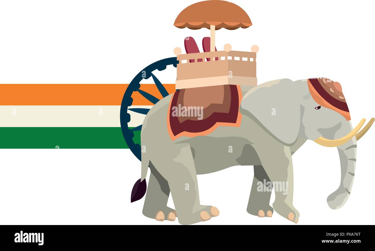 indian royal elephant and flag emblem vector illustration Stock Vector ...
