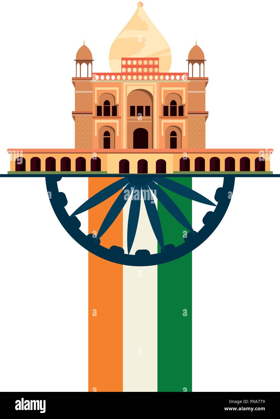 taj mahal temple delhi flag indian vector illustration Stock Vector ...