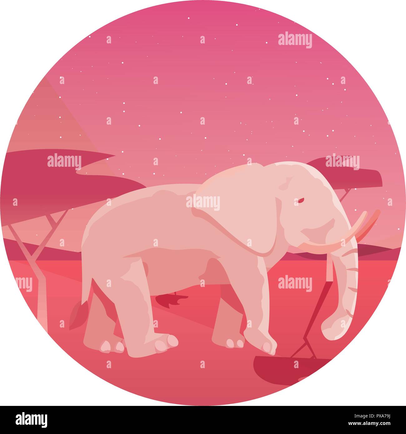 indian royal elephant in the night scene vector illustration Stock ...