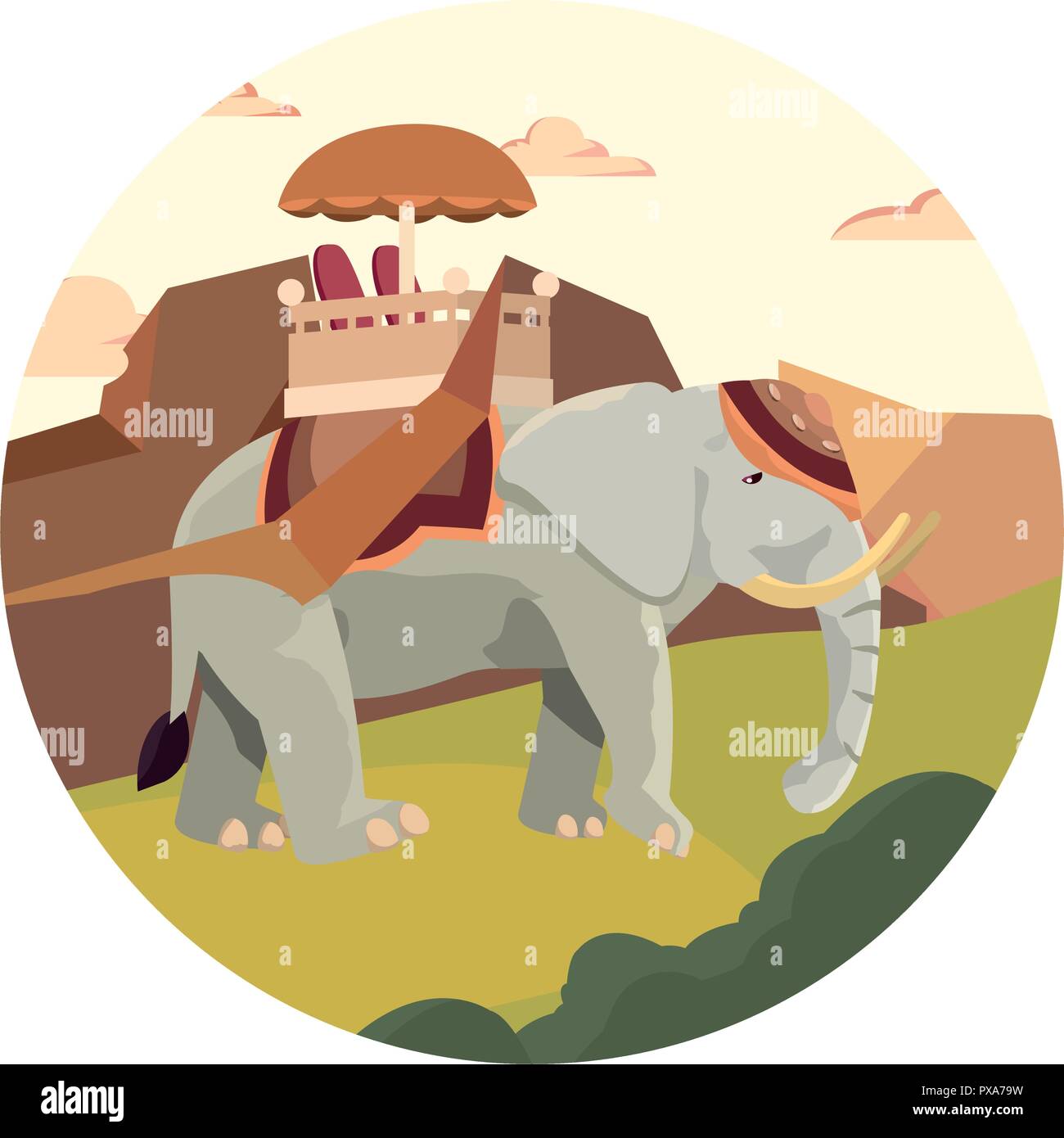 indian royal elephant landscape nature vector illustration Stock Vector ...