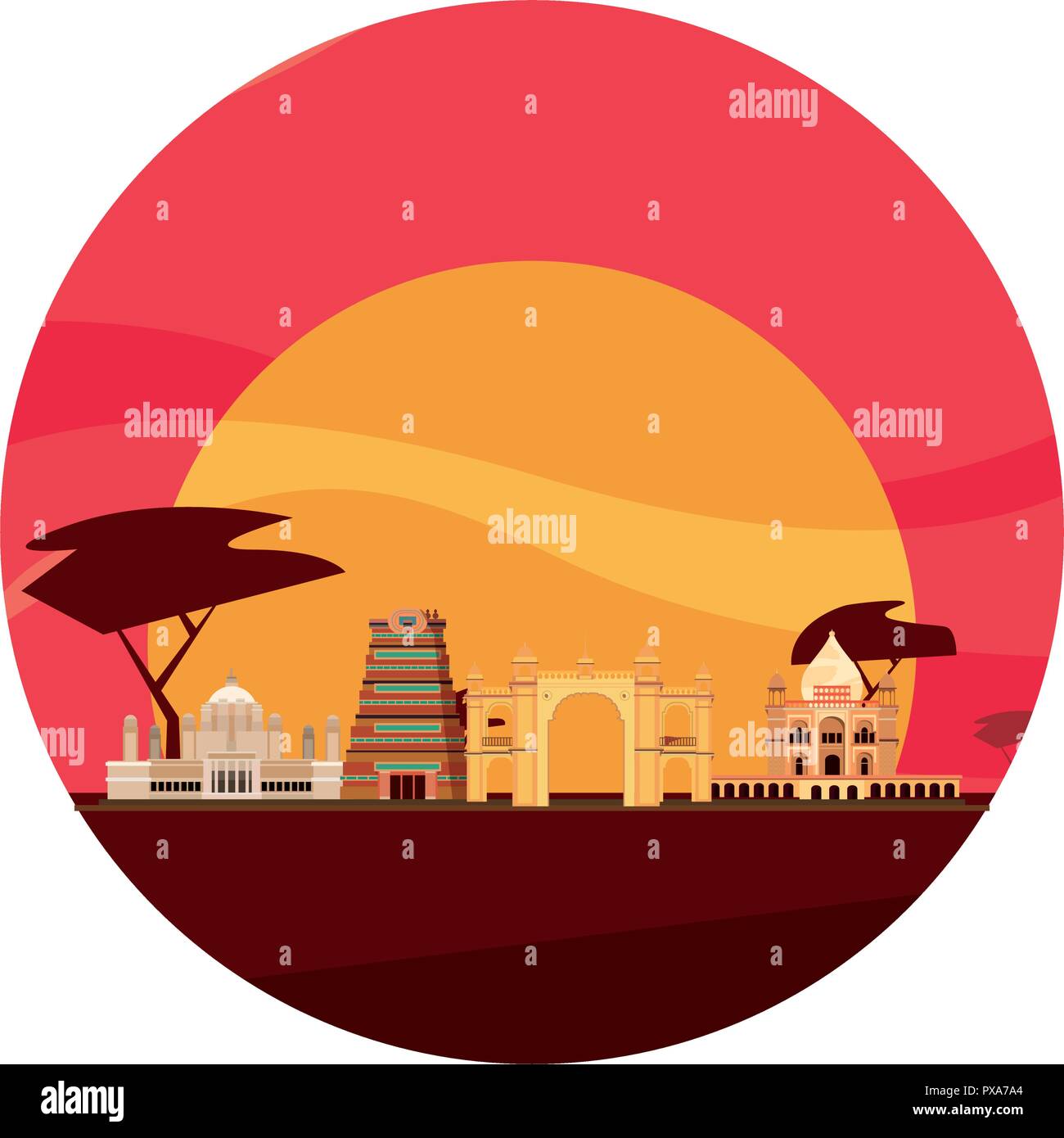 welcome india monuments landmark traditional vector illustration Stock ...