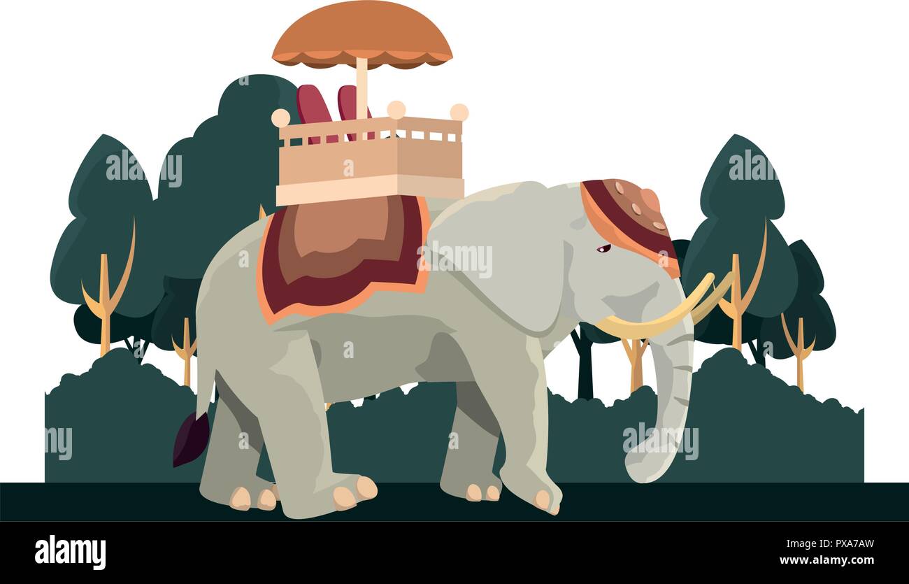 indian royal elephant landscape nature vector illustration Stock Vector ...