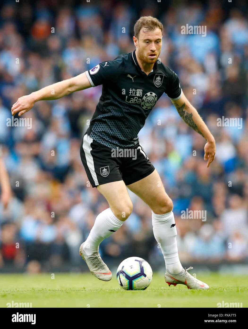 Burnley's Ashley Barnes during the Premier League match at the Etihad ...