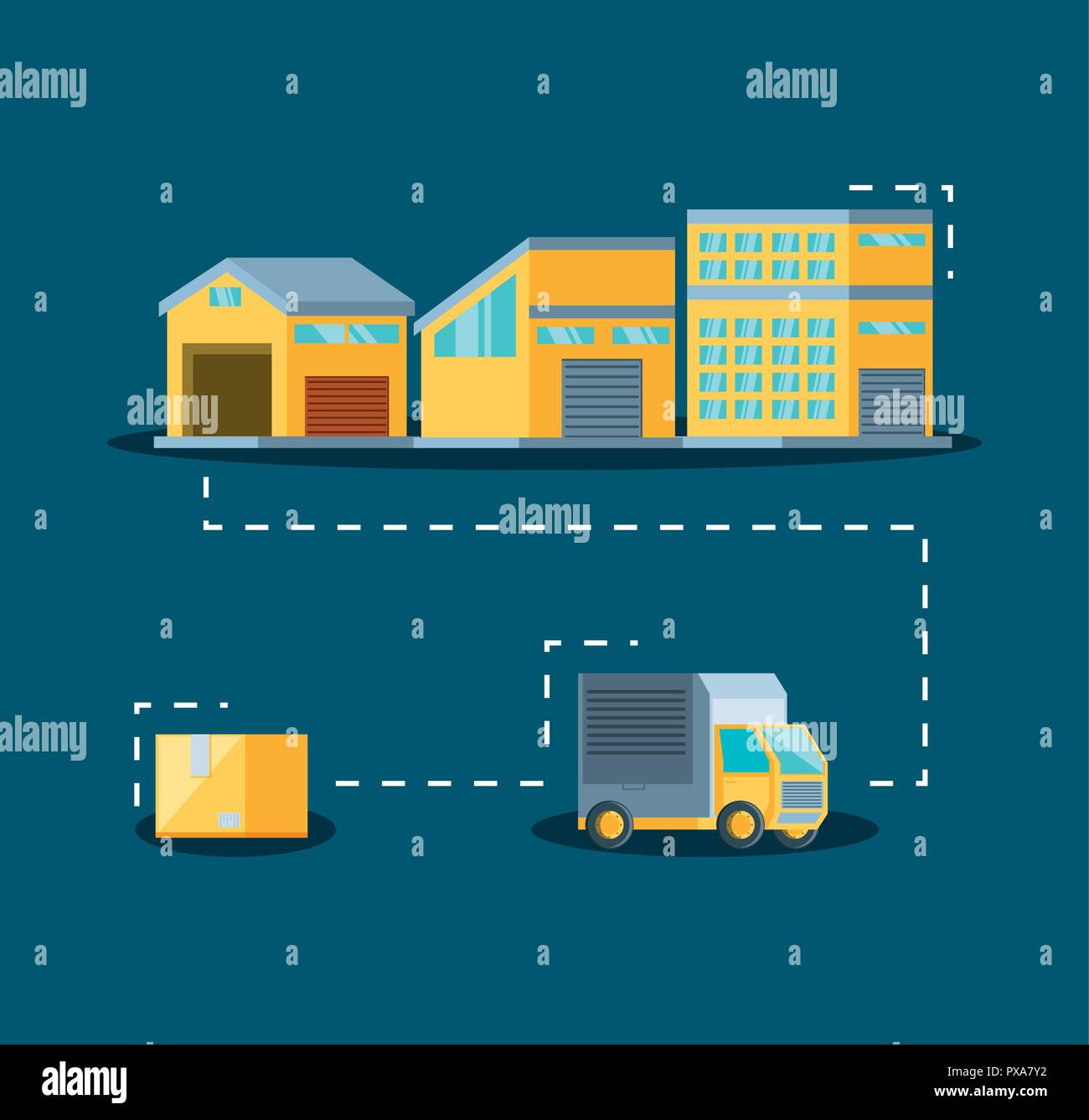 warehouse building with truck delivery service vector illustration ...