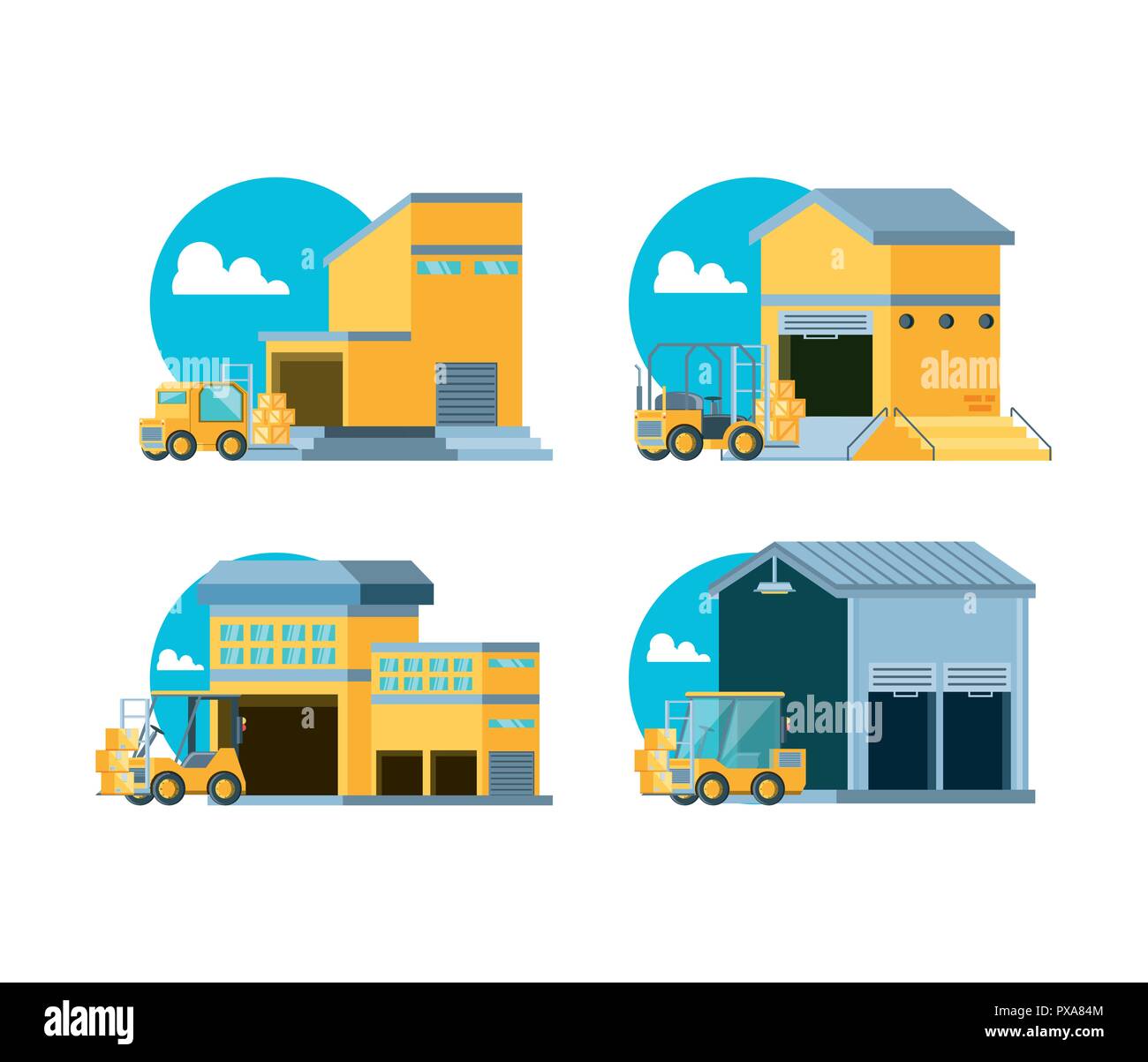 delivery service with warehouse buildings vector illustration design ...