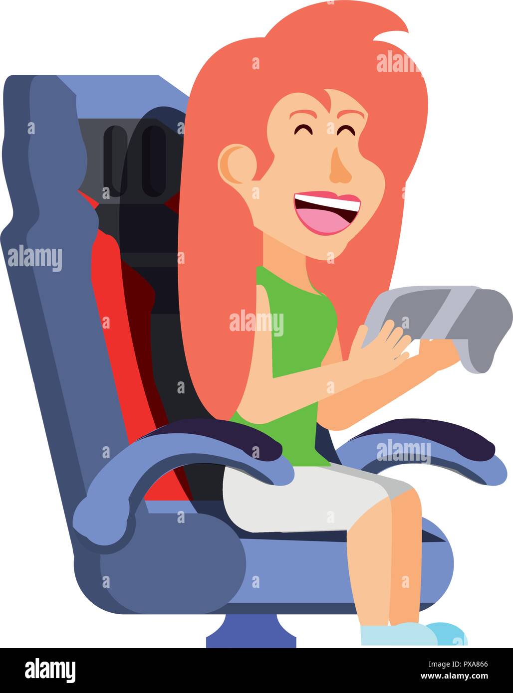 girl sitting playing video game vector illustration design Stock Vector ...