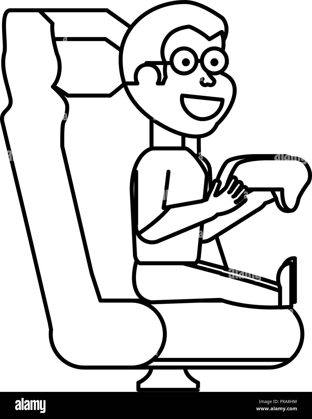 boy sitting playing video game vector illustration design Stock Vector ...