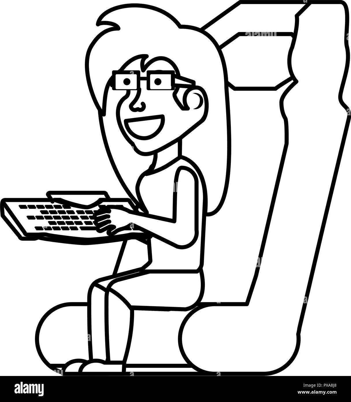 Girl Playing Video Games Drawing