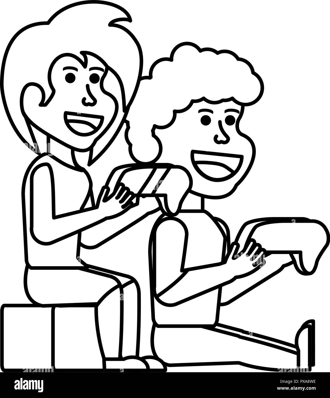 Couples Playing Video Games Drawing