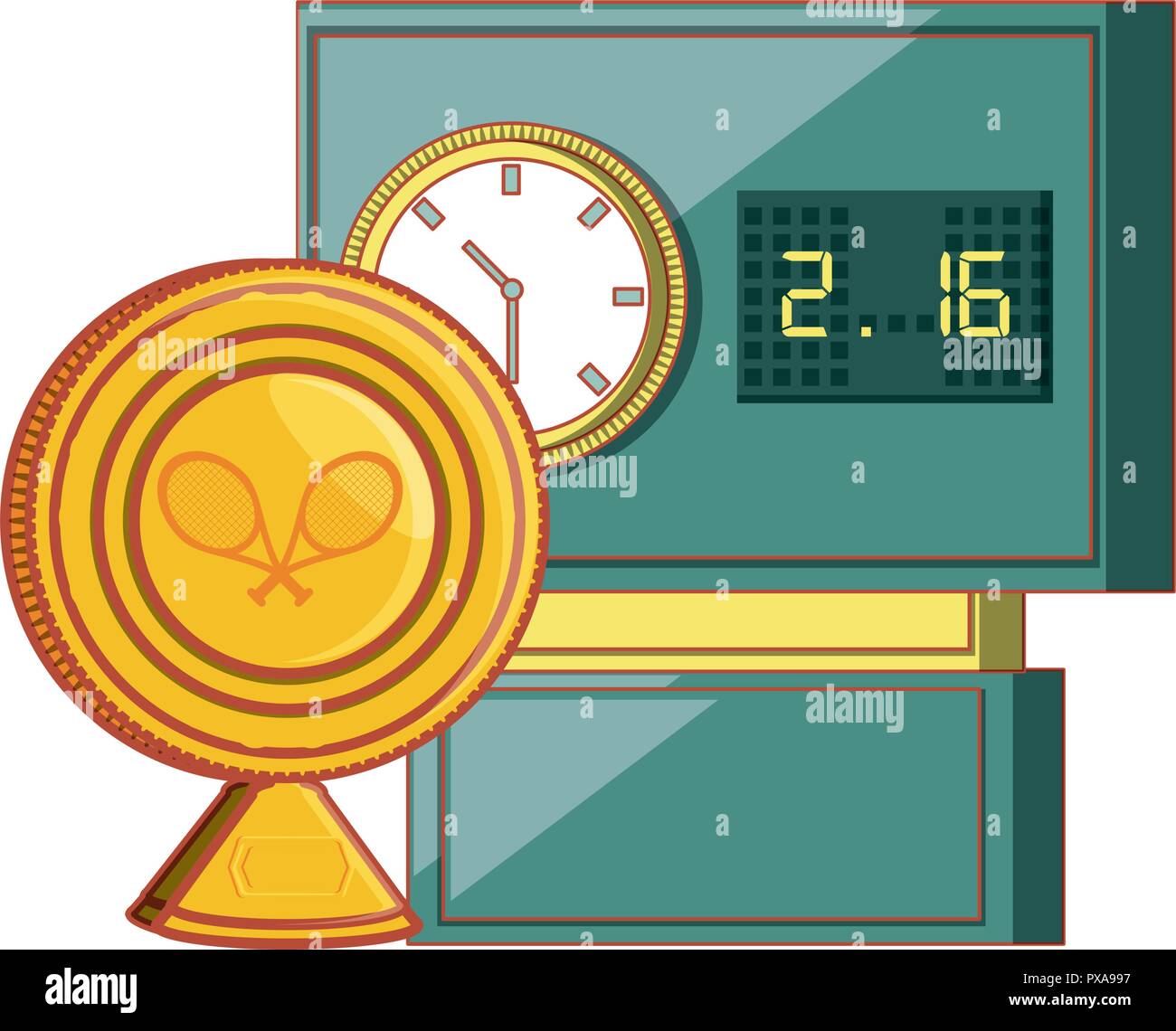 tennis scoreboard with cup trophy vector illustration design Stock ...