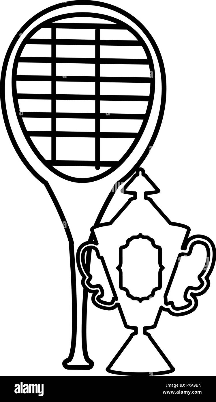 trophy cup with racket tennis vector illustration design Stock Vector ...